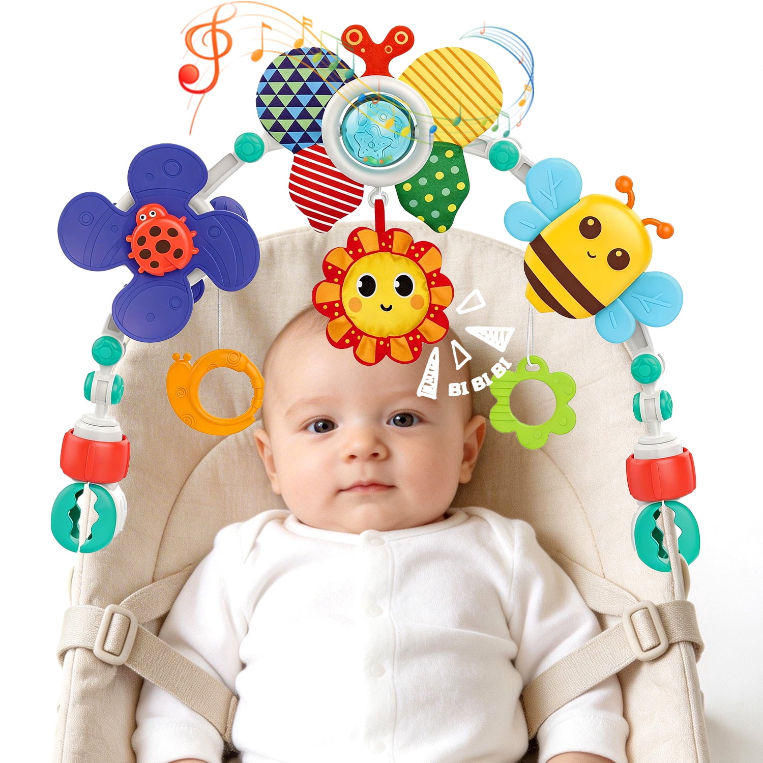 LINXUXIE Baby Stroller Arch Toy,Adjustable Arch Bassinet Toys with ...