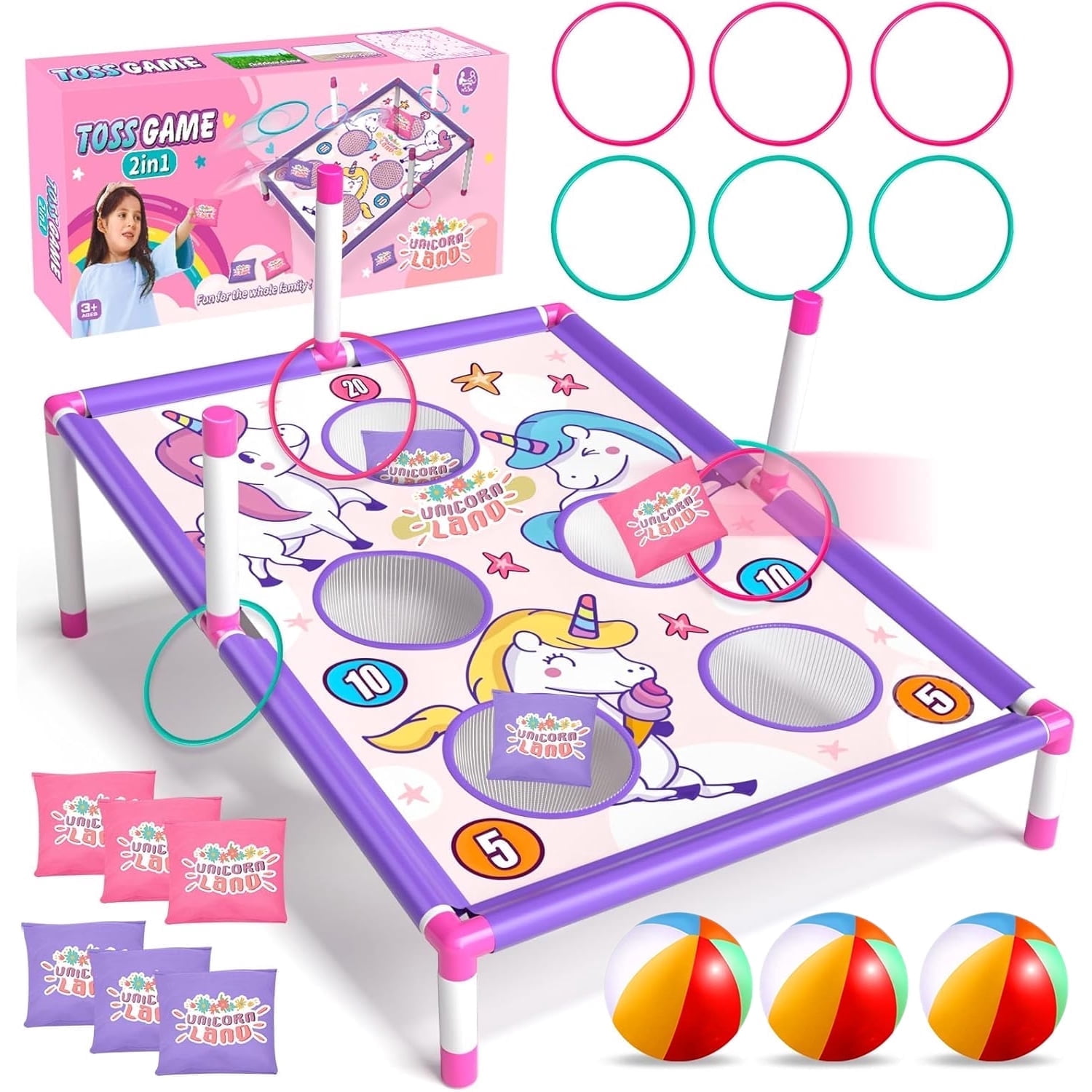 LINXUXIE Bean Bag Toss Game, Unicorn Tossing Game Toy Set for Boys ...