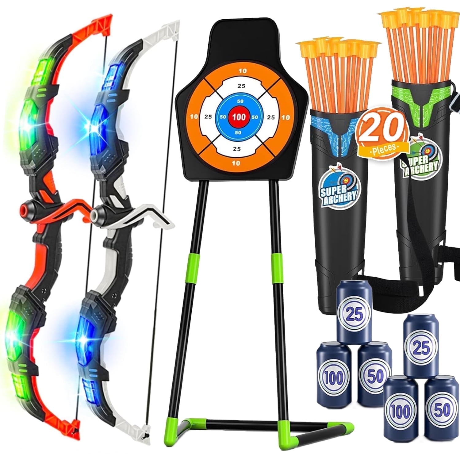 LINXUXIE Kids Bow and Arrow Set with LED Flash Lights, Archery Set with ...
