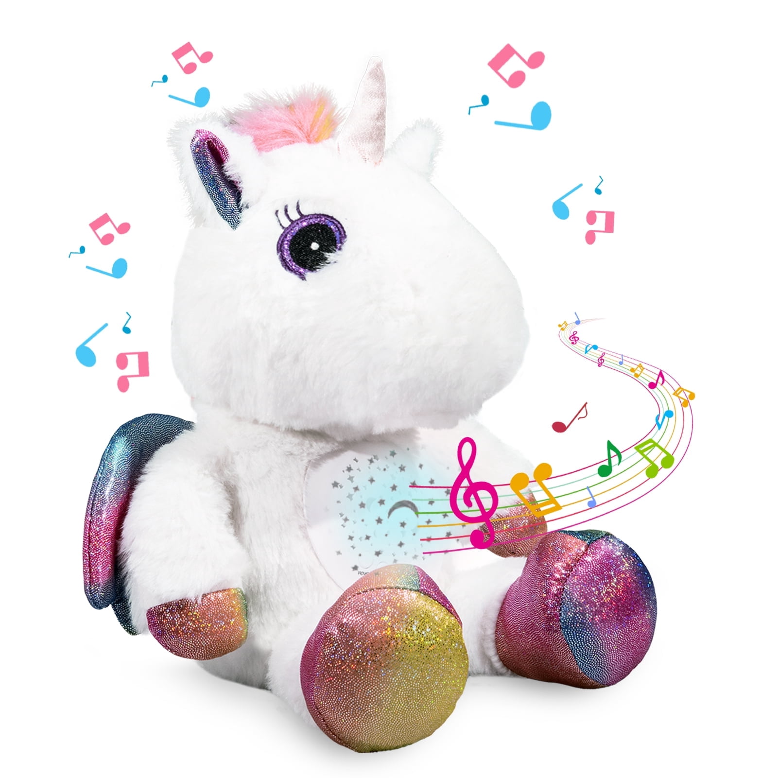 LINXUXIE Musical Unicorn Plush Toy with Soothing Light & Sound, Soft ...