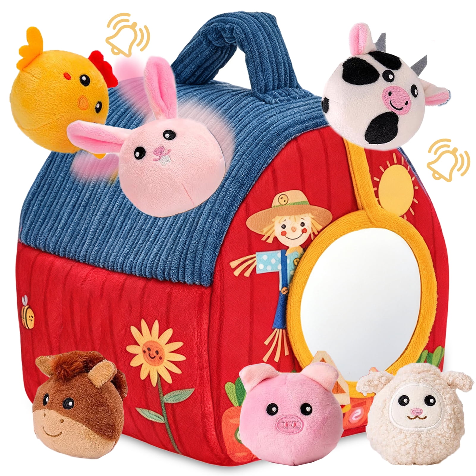 LINXUXIE Stuffed Farm Animals, 6-12 Month Montessori Toys,Sensory ...