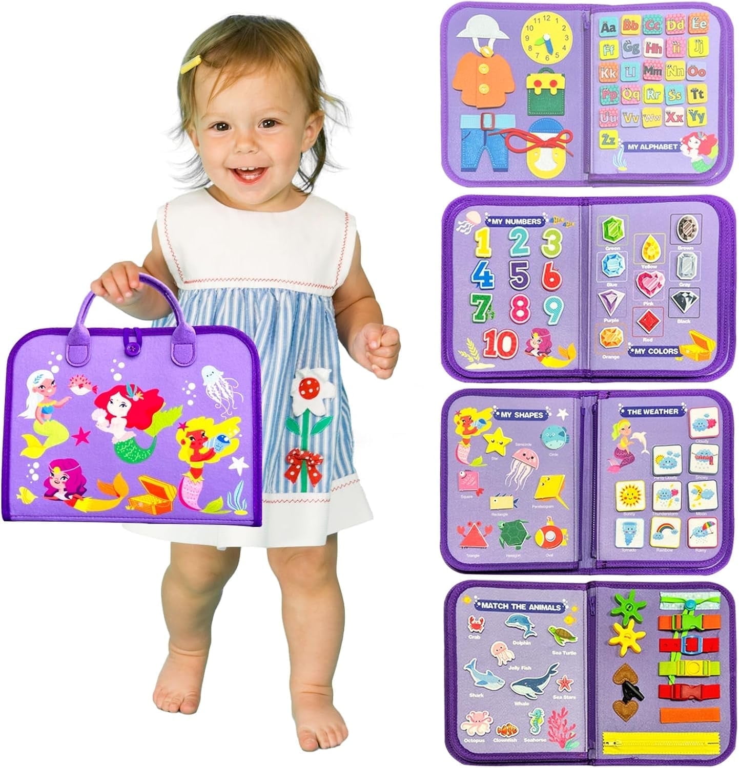 LINXUXIE Toddler Busy Board, Busy Book for 1-4 Year Old, Toddler Toy ...