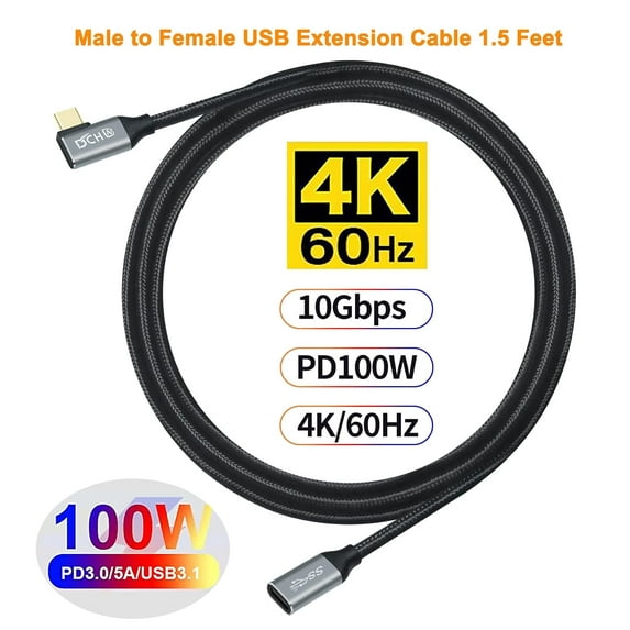 LINYAN-1.5ft 100W USB C to USB C Cable Male Female 10Gbps Data Transfer ...