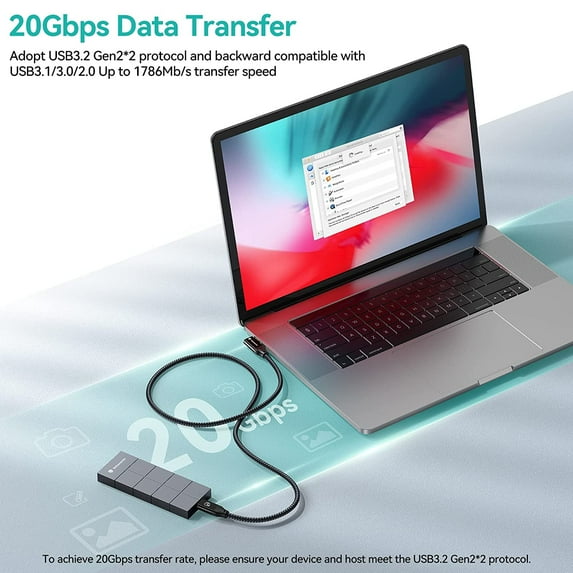 LINYAN-1.65ft USB C to USB C Cable, 100W Fast Charging, 20Gbps Data ...