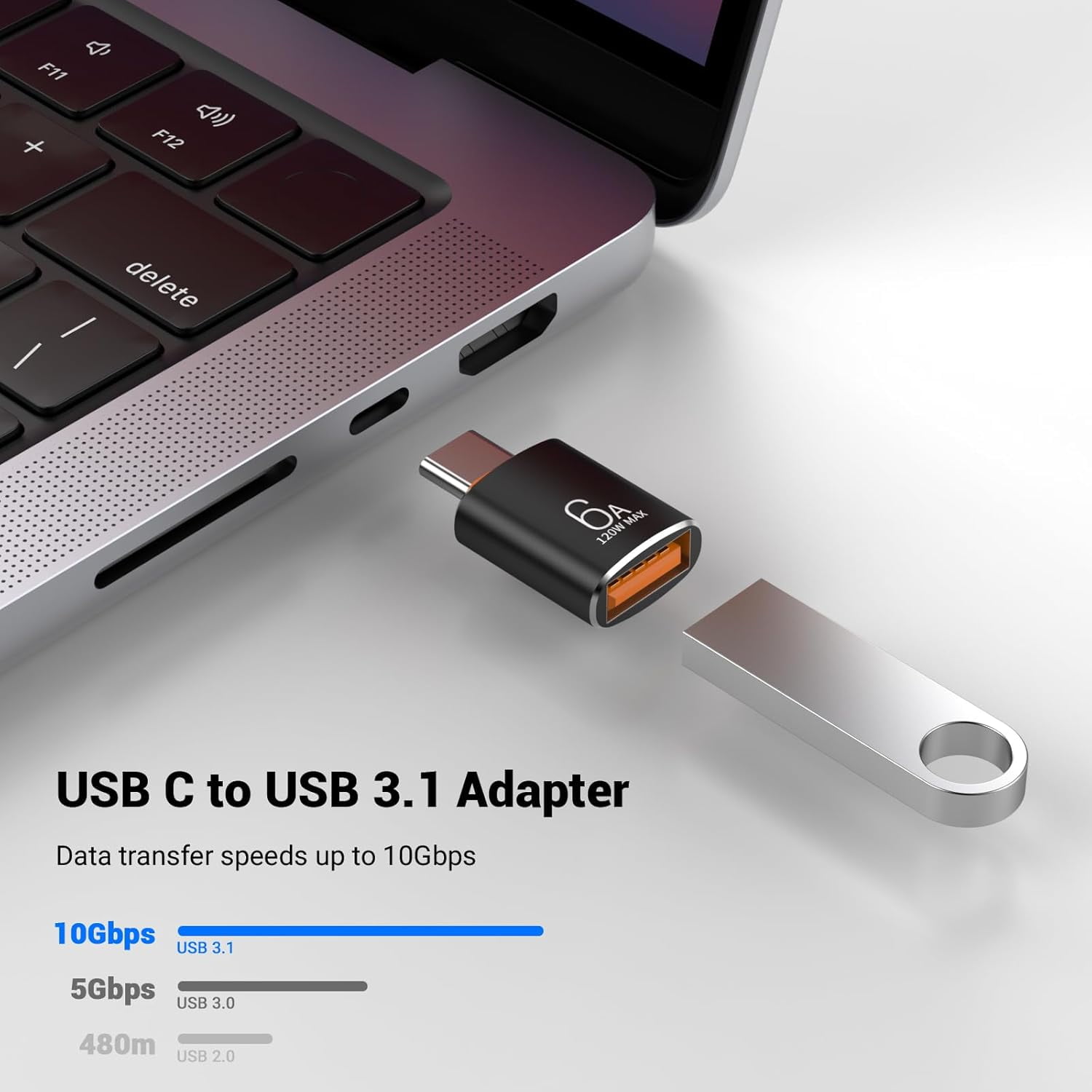 LINYAN-10 Pack 10Gbps/120W USB C to USB3.1 Adapter,Black Type C Male to ...