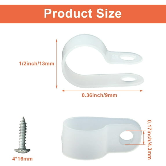 LINYAN-100 Pack 1/2 Inch Rope Light Clips, Nylon R-Style Mounting Clips ...