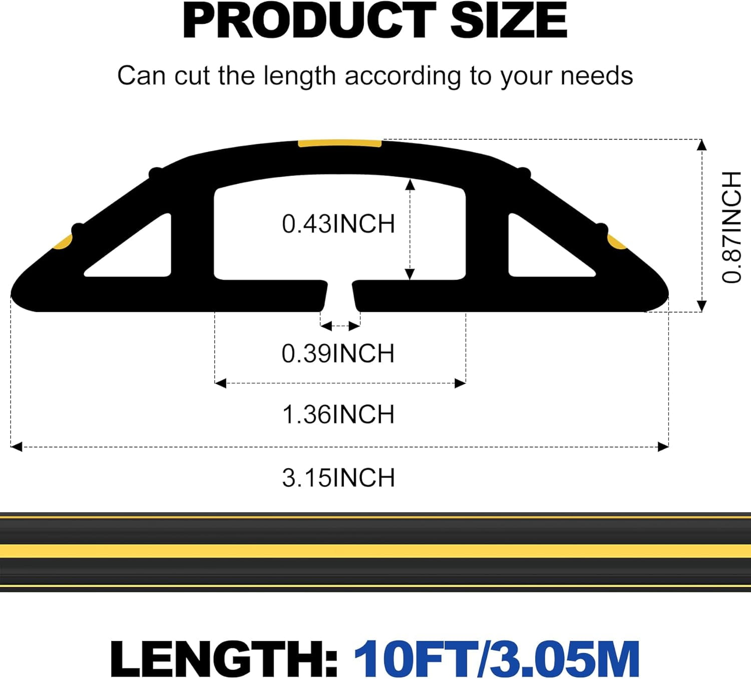 LINYAN-10Ft Cord Covers for Wires on Floor, 3-Channel Heavy Duty Floor ...