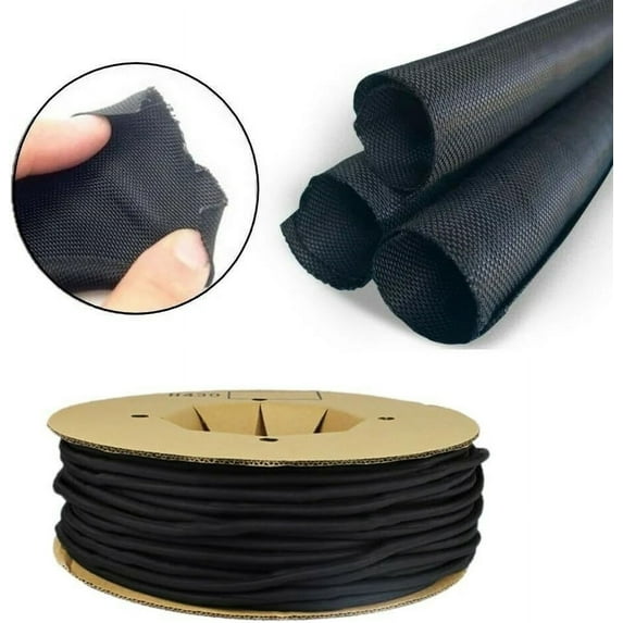 LINYAN-10ft Braided Cable Sleeve - 3/4" Split Wire Loom Cord Protector ...