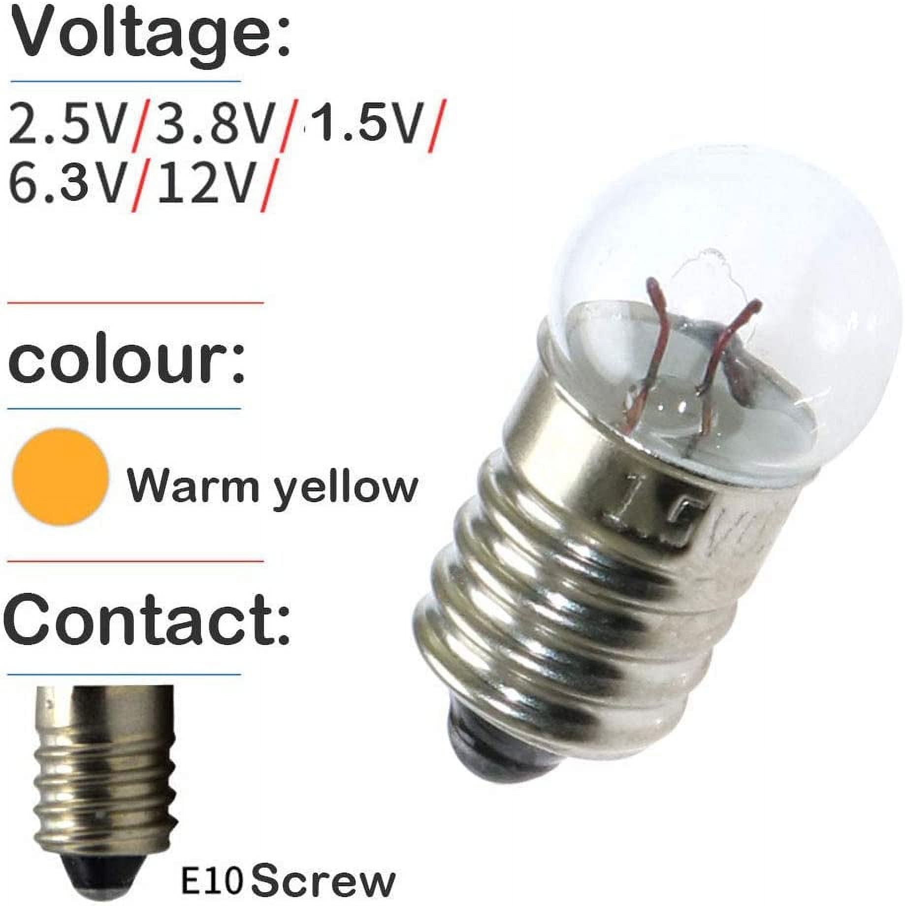 LINYAN-10pcs E10 Mini Light Bulbs 1.5V 0.3A Physical Electrical ...