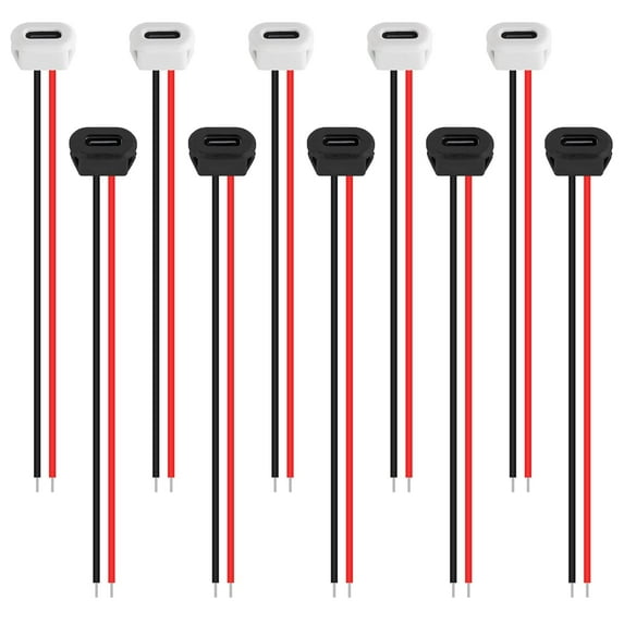 LINYAN-10pcs Type-C Female Chassis Waterproof 2P Solder Wire Type USB C ...