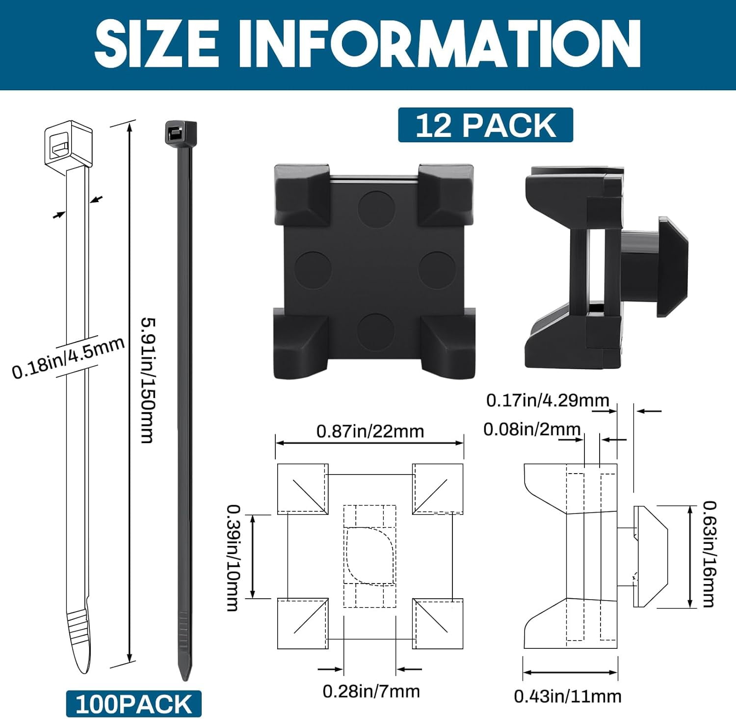 LINYAN-12 Set 12316, 15 and 40 Series Nylon Cable Zip Tie Mounting ...