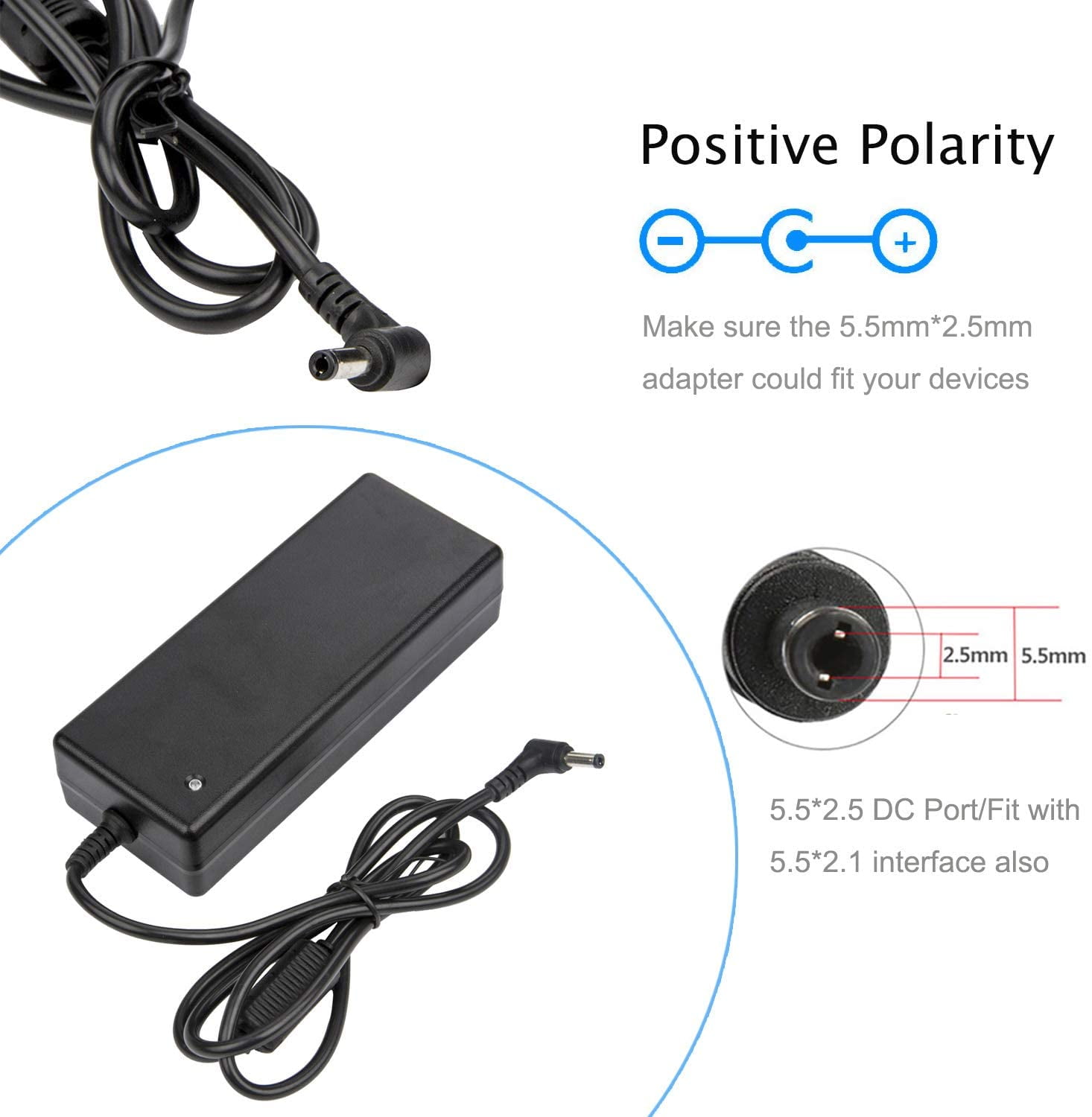 LINYAN-12V 10A Power Supply Adapter - AC Adaptor 100-240V 50-60HZ DC ...