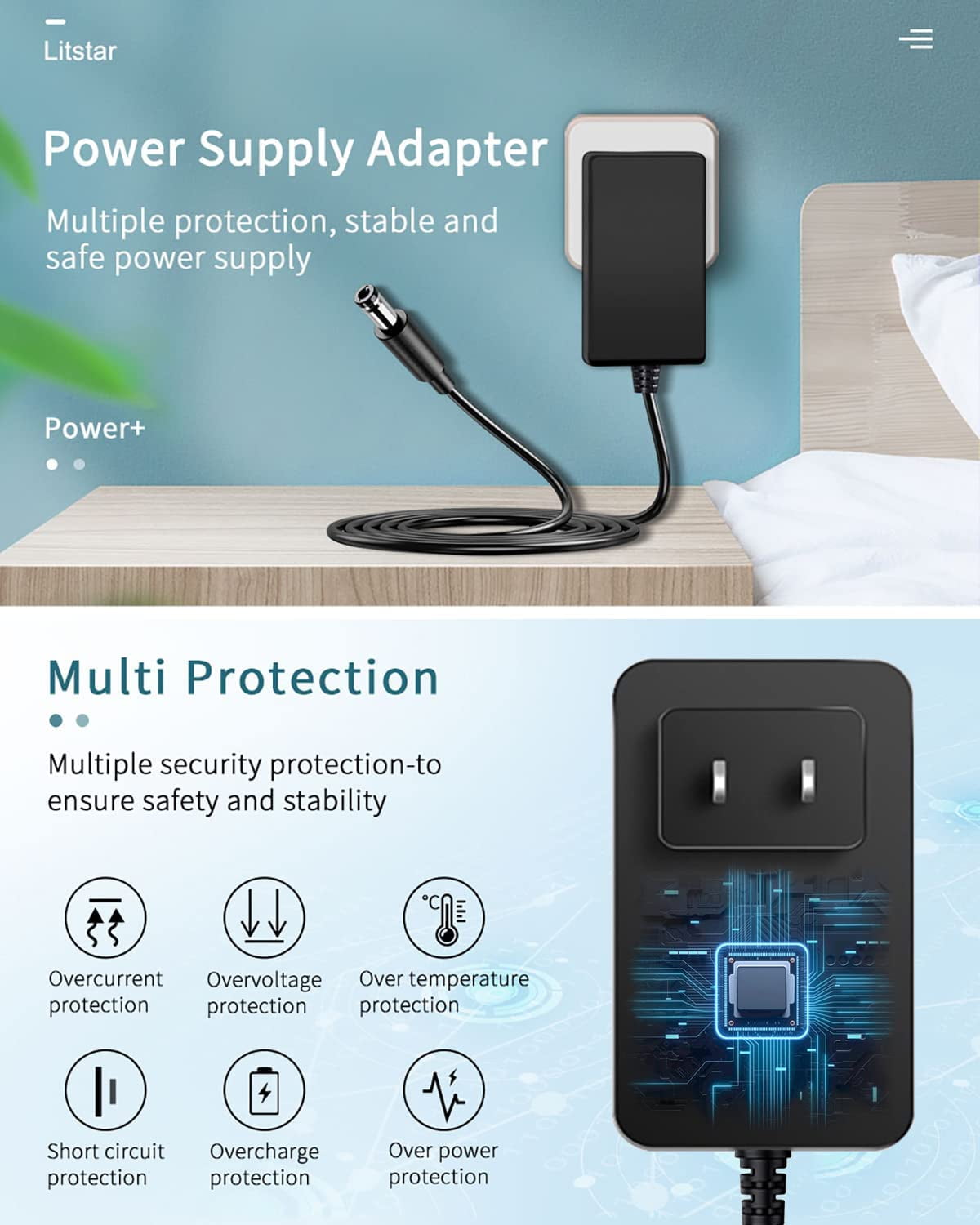 LINYAN-12V 1A 1000mA Adapter Power Supply for CCTV Camera, Home ...