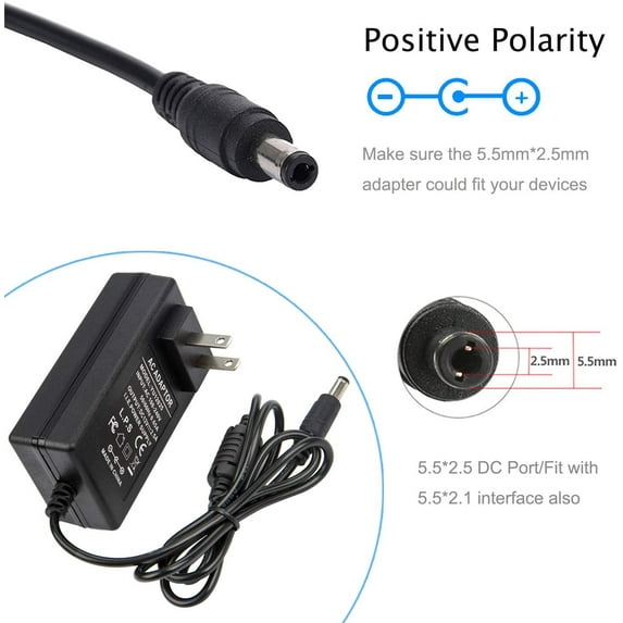 LINYAN-12V 2.5A Power Adapter - AC 100-240V to DC 12V 2500mA Power ...