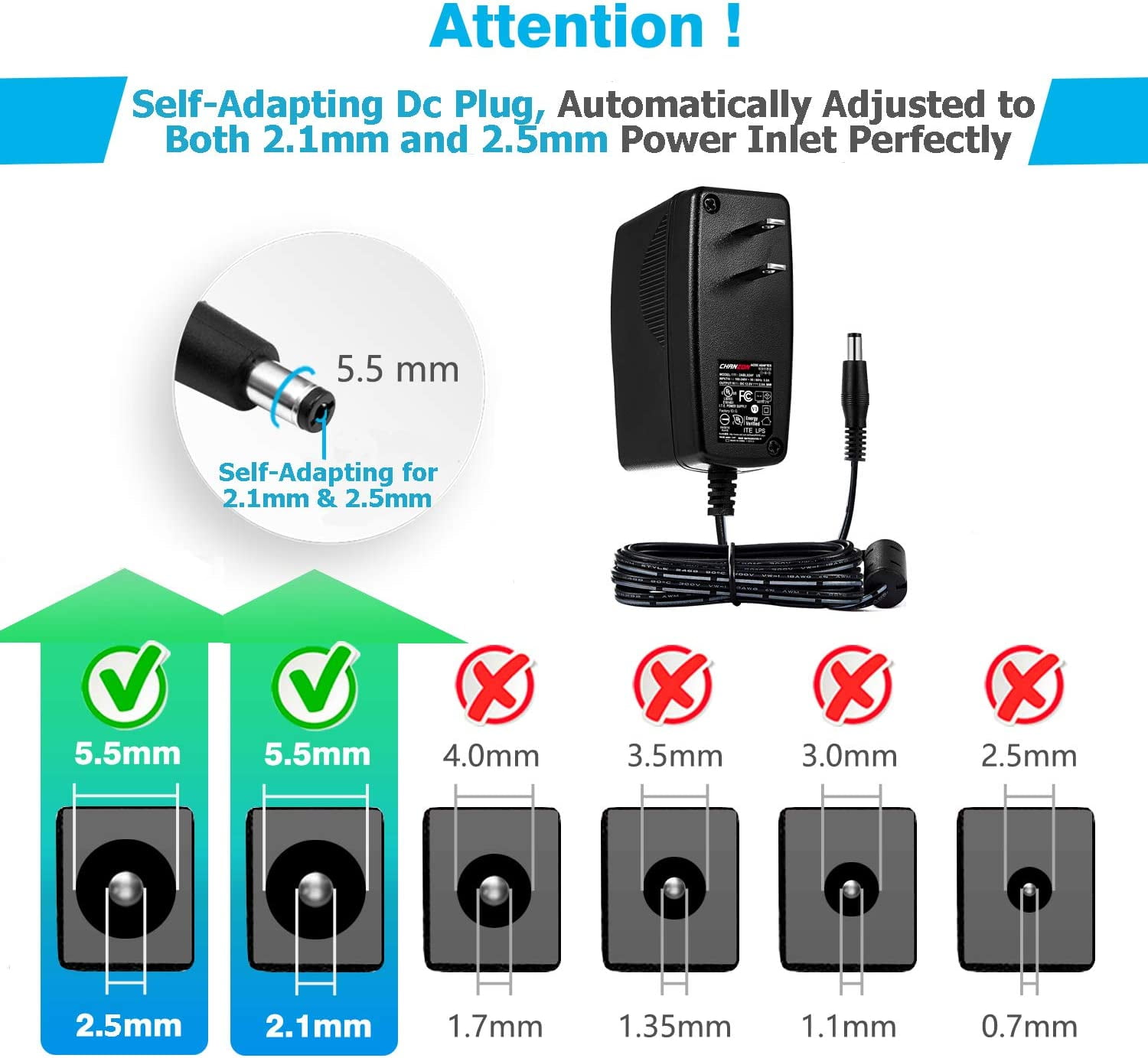 LINYAN-12V 2A UL Listed 24W AC DC Switching Power Supply Adapter (Input ...