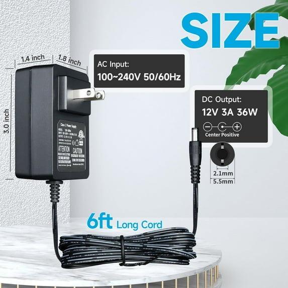 LINYAN-12V 3A 36W AC DC Switching Adapter & Self-Adapting DC Female ...