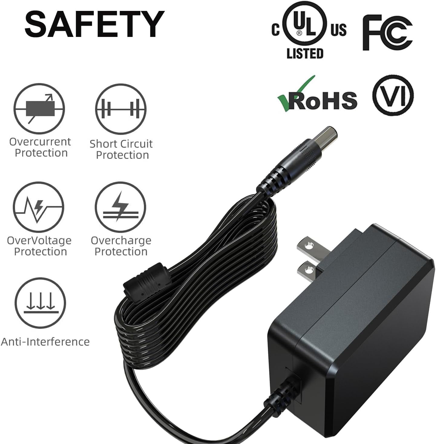 LINYAN-12V 3A Power Adapter, UL Listed 100-240V AC to DC 12V 3Amp 36W ...