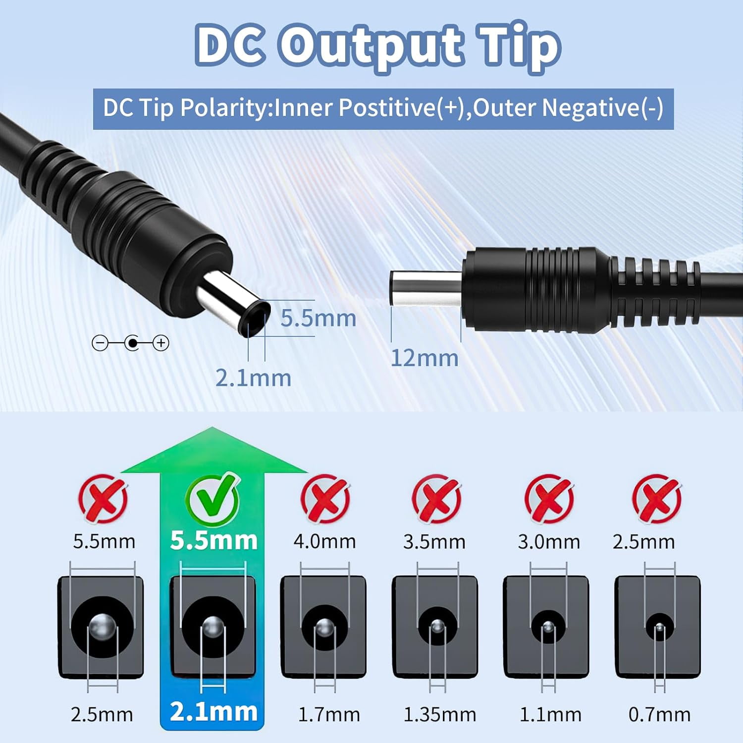 LINYAN-12V 5A Power Supply, AC DC Adapter, Converter 100-240V to 12 ...