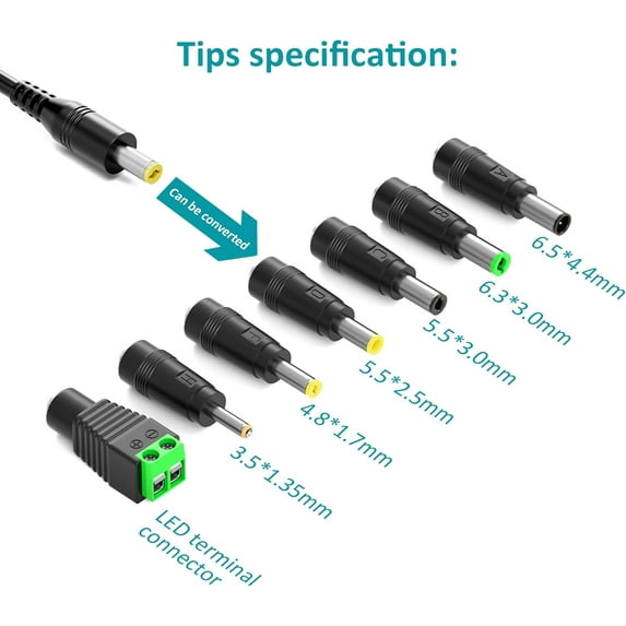 LINYAN-12V 5Amp Power Supply Adapter, AC 100-240V to DC 12Vdc 5A 3.5A ...