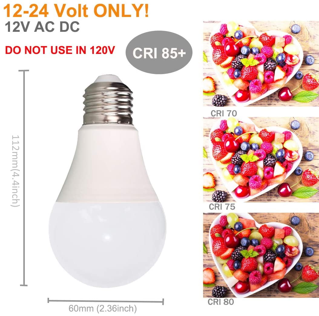 LINYAN-12V LED Light Bulb 7W 630Lm Low Voltage E26 Base (6000K Daylight ...