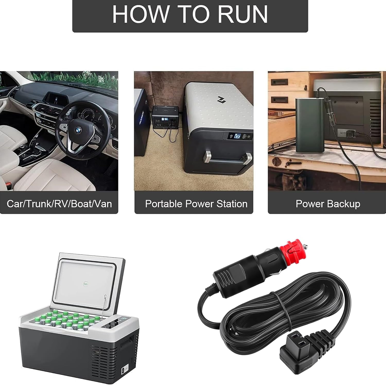 LINYAN-12V Portable Car Refrigerator DC Power Cord, Replacement Fridge ...