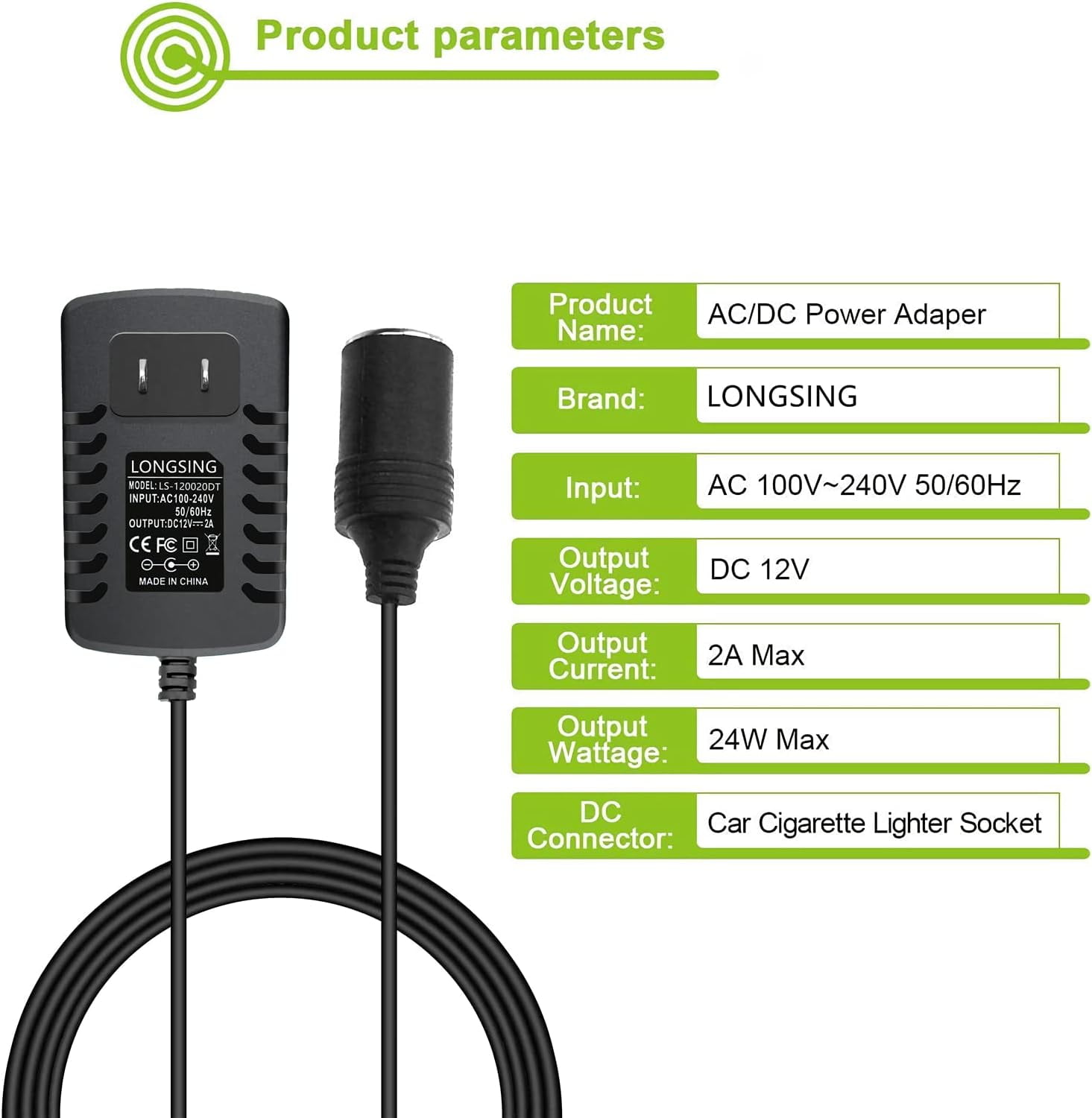 LINYAN-12V Power Supply AC to DC Converter Wall Plug to Car Cigarette ...