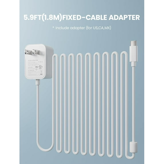 LINYAN-12V USB-C AC/DC Adapter Compatible with 8’’,8.5’’,10’’ Wall Fan ...