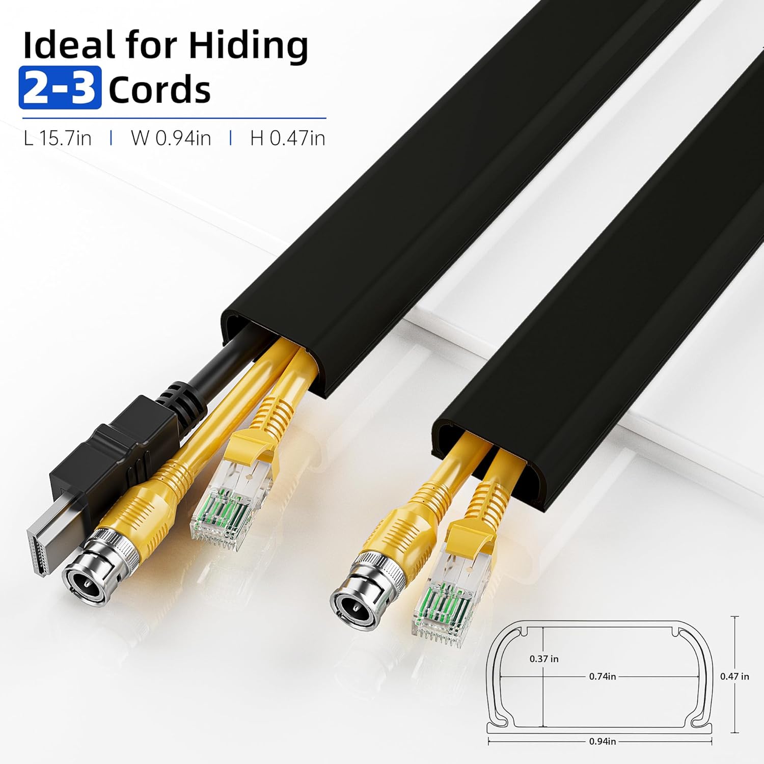 LINYAN-142in Black Cord Hider Cable Hider, Cord Covers for 2-3 Wires on ...
