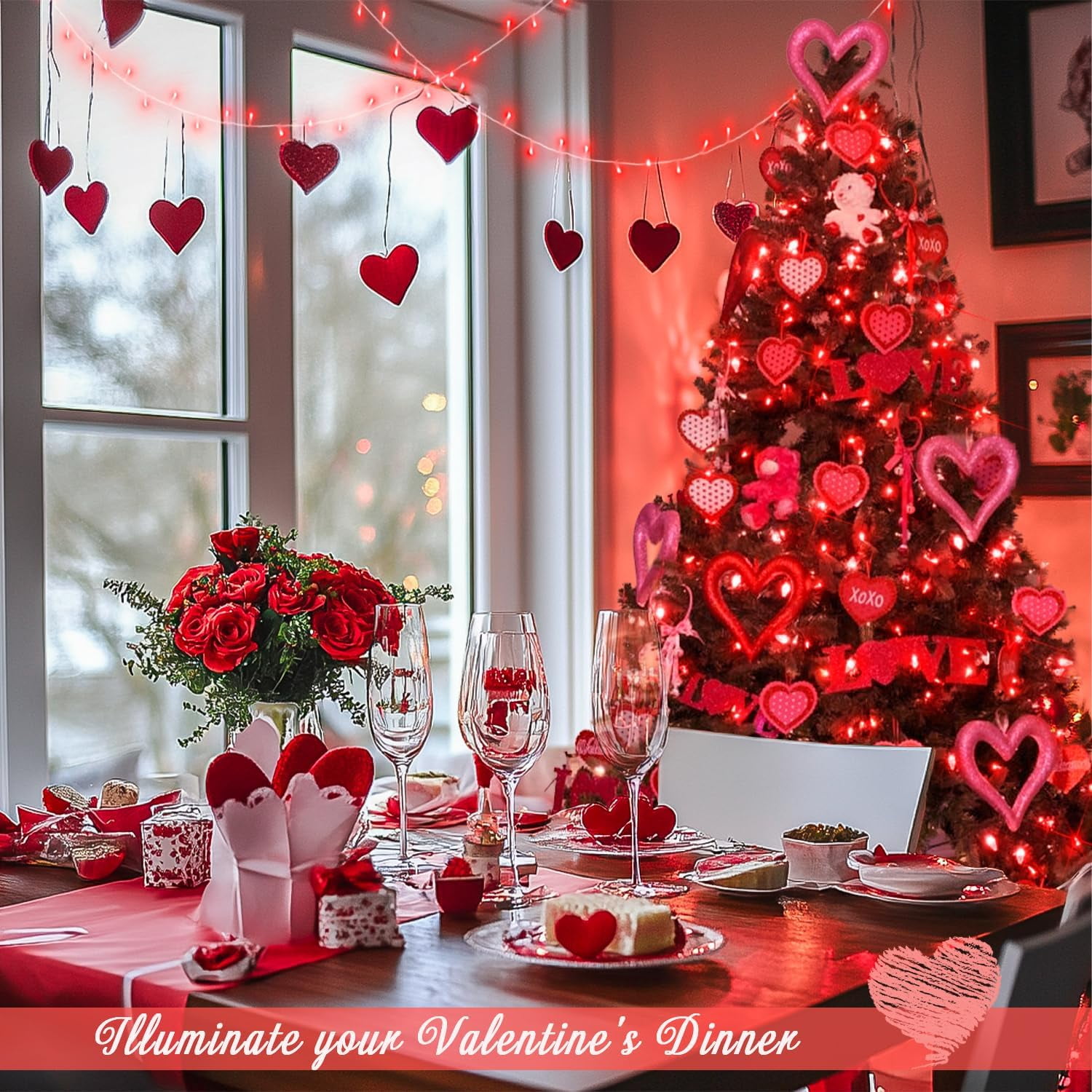 LINYAN-150 LED Red Christmas Lights Indoor Outdoor Waterproof ...