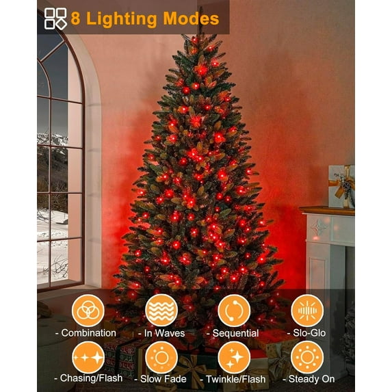 LINYAN-157FT 480 LED Christmas Lights Outdoor, Plug in Christmas Tree ...