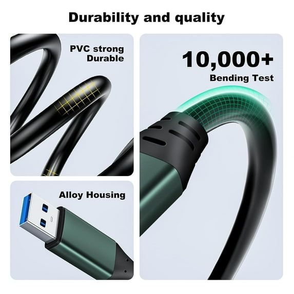 LINYAN-15Ft USB 3.0 Cable Male to Male Type A to A Cable for Data ...