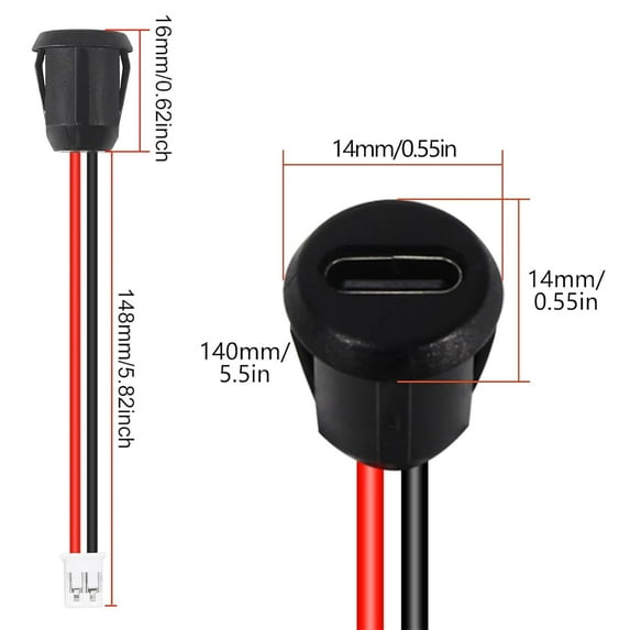 LINYAN-15PCS Type-C Female Chassis Connector 2P USB C Jack Female ...