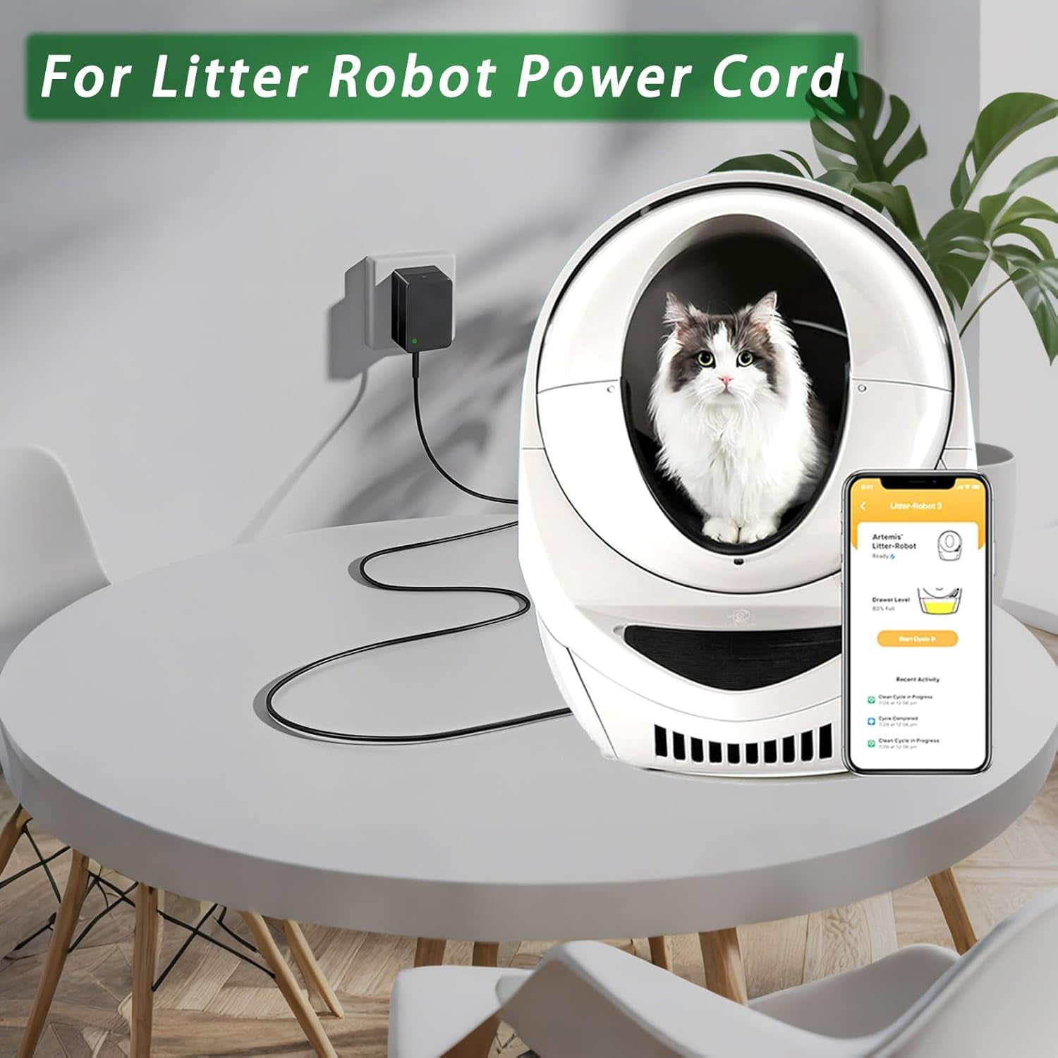 LINYAN-15V DC Power Supply Adapter Compatible with Litter Robot2 3 4 ...