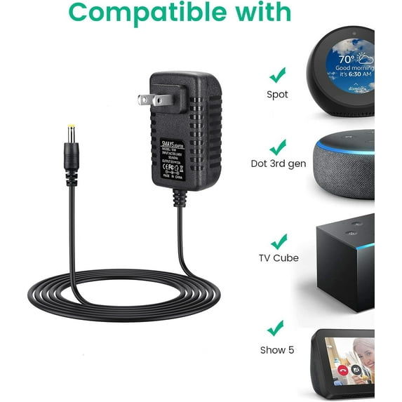 LINYAN-15W Power Cord Replacement for Alexa Echo Dot 3rd / 4th Gen ...