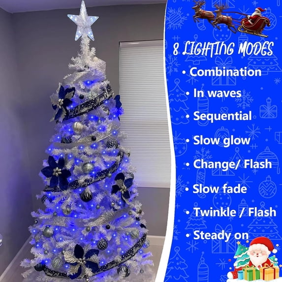 LINYAN-165ft 500 LED Blue Christmas Lights Outdoor Waterproof, Clear ...