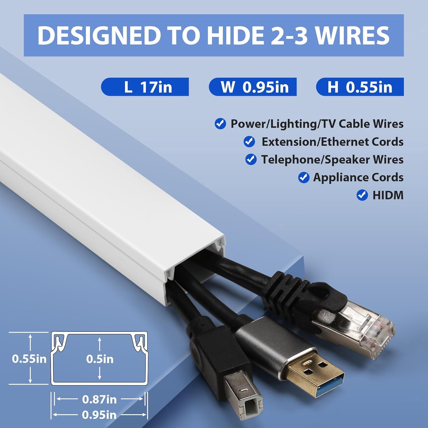 LINYAN-170in Wall Cable Hider Kit, Cord Hider Wall Cord Cover for 2-3 ...