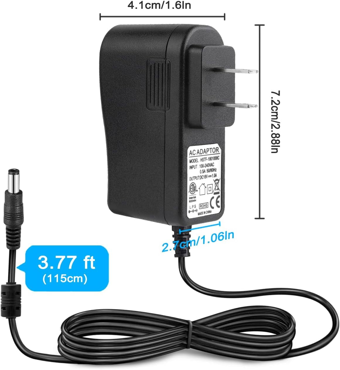 LINYAN-18Volt 1A Guitar Effect Pedal Power Supply Adapter 110-240V AC ...