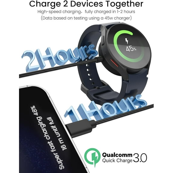 LINYAN-2 in 1 Charger for Samsung Galaxy Watch 7/Ultra/6/6 Classic/5/5 ...
