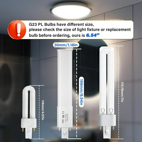 LINYAN-2-Pack 6W LED PL Retrofit Lamp G23 2-Pin Base 13W CFL/Compact ...