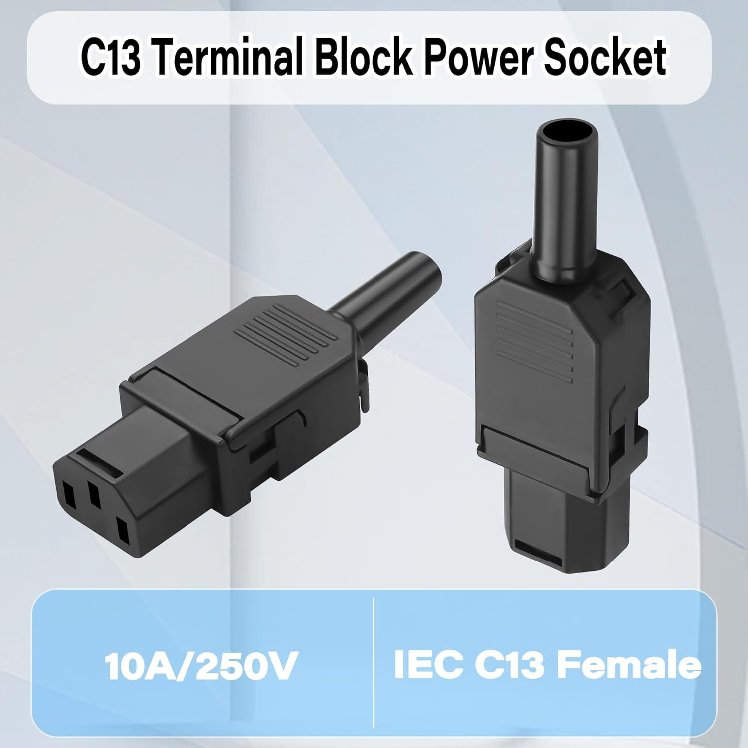 LINYAN-2-Pack IEC C13 3-Pin Quick-Connect Power Socket Adapter,10A 250V ...