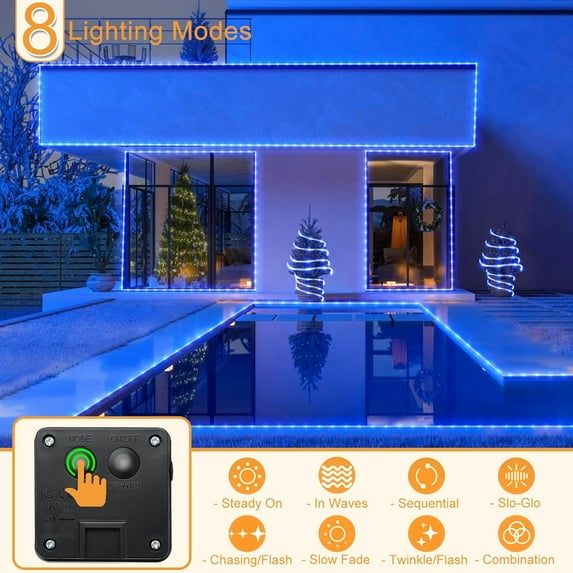 LINYAN-2 Pack Solar Rope Lights Outdoor Waterproof, Total 66FT 270 LED ...