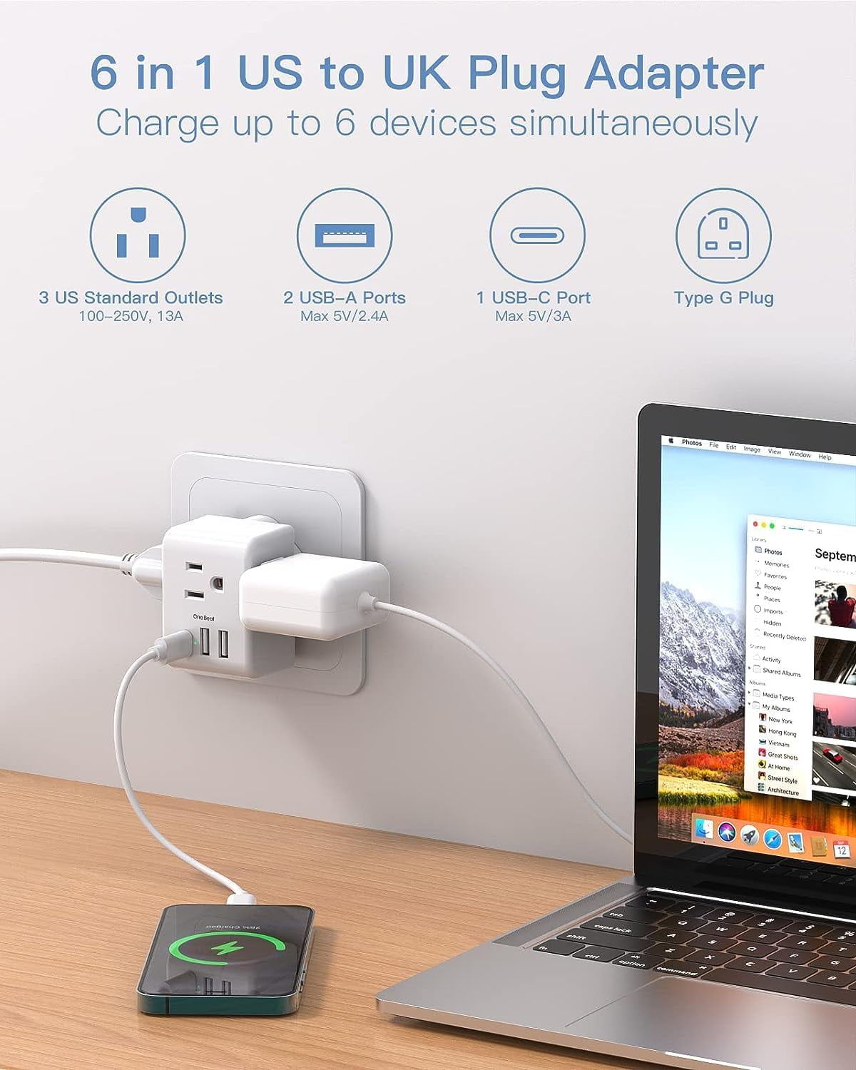 LINYAN-2 Pack US to UK Ireland Travel Plug Adapter, Type G Power Plug ...