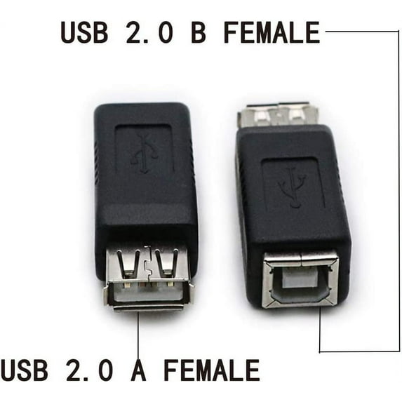 LINYAN-2 Pack USB 2.0 AF/BF Plug Type A Female to Type B Female Adapter ...