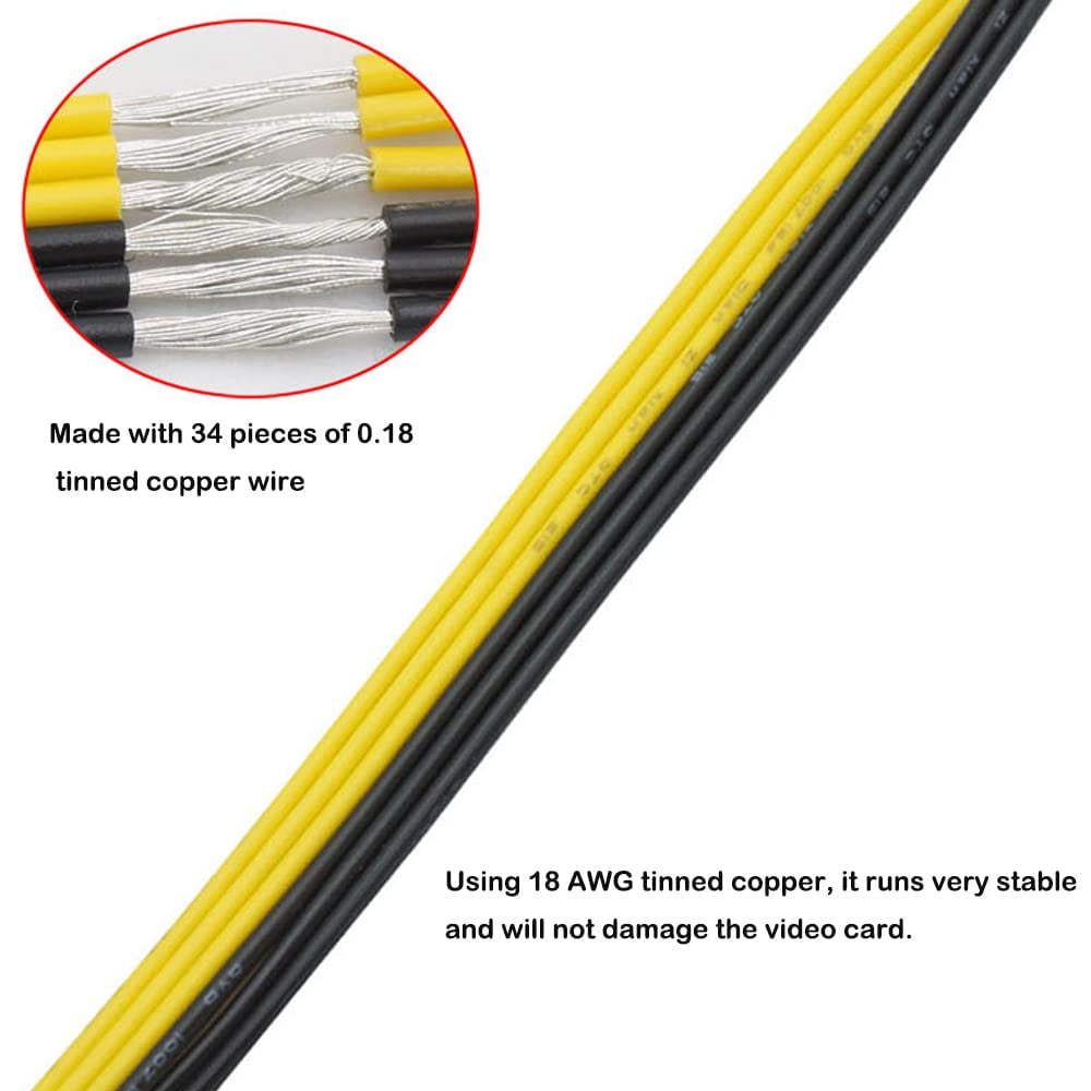 LINYAN-2 Packs SATA 15 Pin to 6 Pin Video Card GPU Power Supply Cable 8 ...