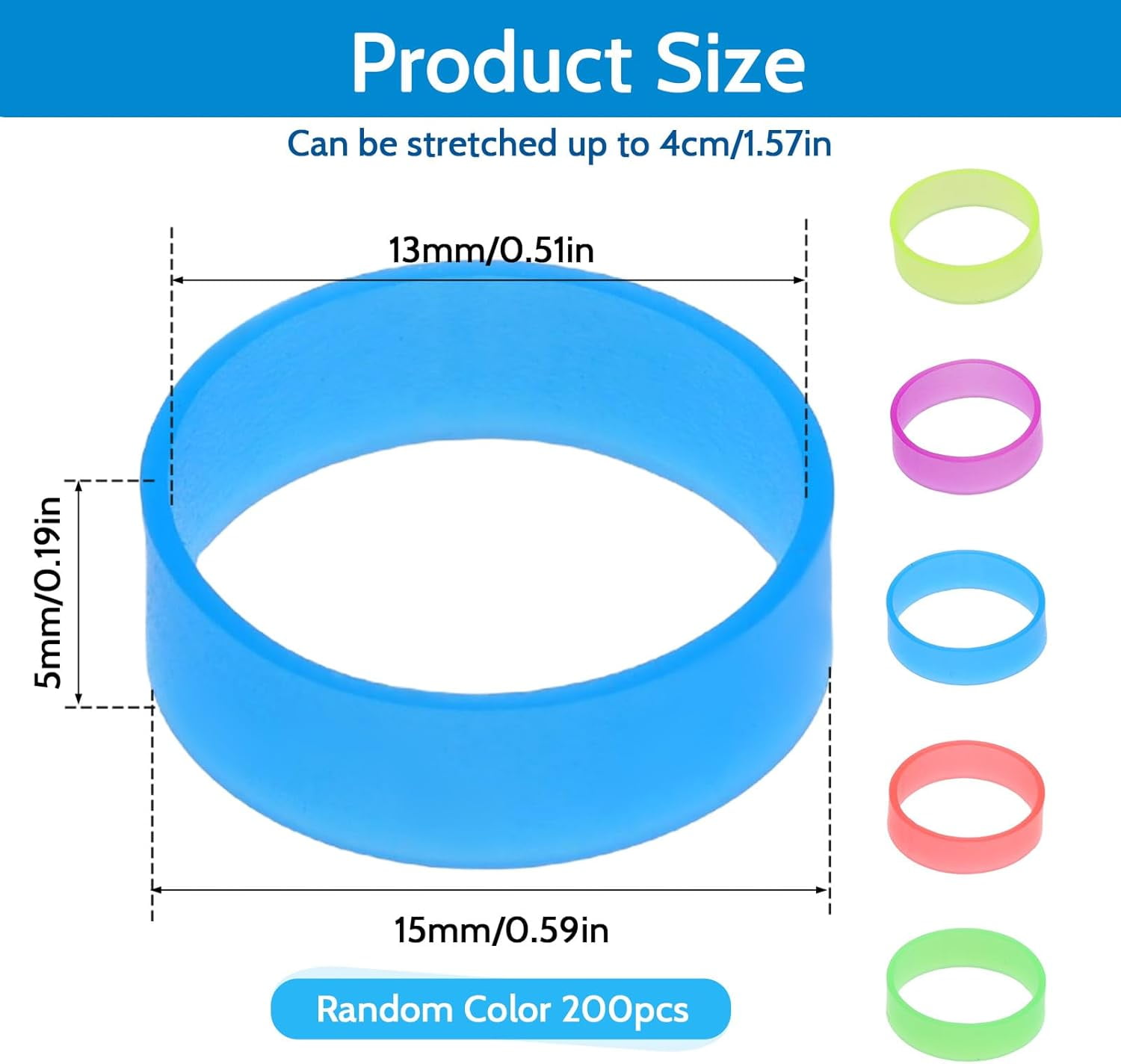 LINYAN-200 Pieces 0.5 Inch Small Elastic Silicone Rubber Bands Black ...