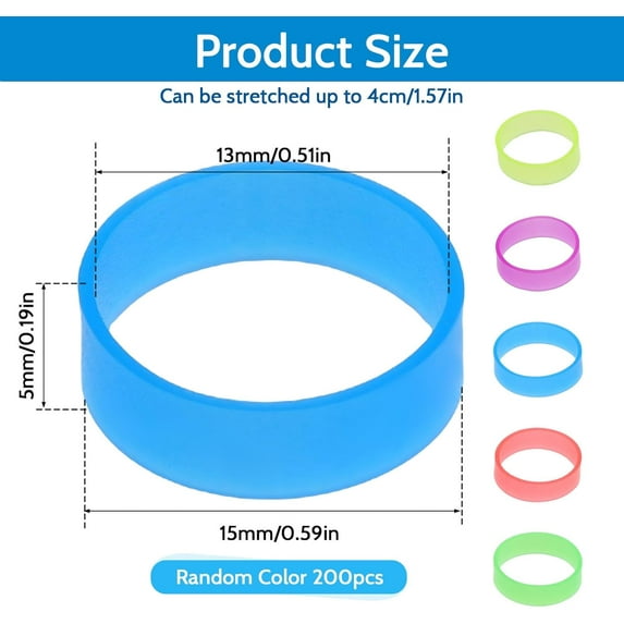 LINYAN-200 Pieces 0.5 Inch Small Elastic Silicone Rubber Bands Black ...