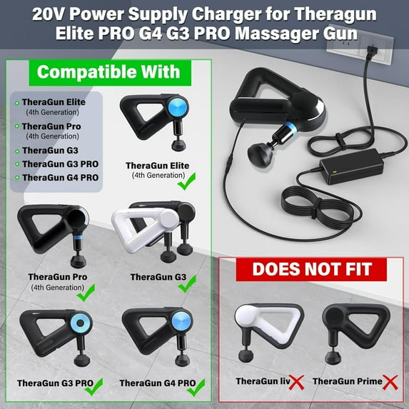 LINYAN-20V Charger AC/DC Adapter for Theragun Elite, Elite,G4 G4 Pro G3 ...