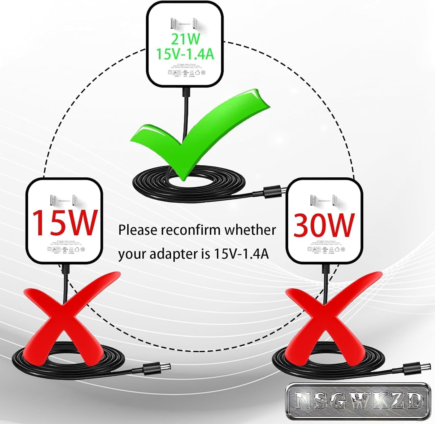 LINYAN-21W Alexa Power Cord Replacement for Echo Show 1st Gen (MW46WB ...