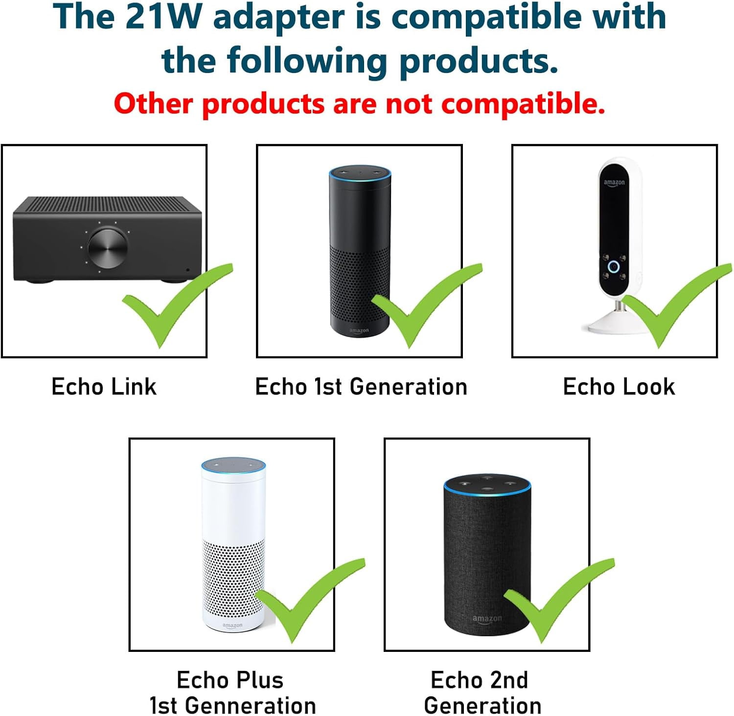 LINYAN-21W Power Adapter for Echo (1st & 2nd Generation), Echo Show ...