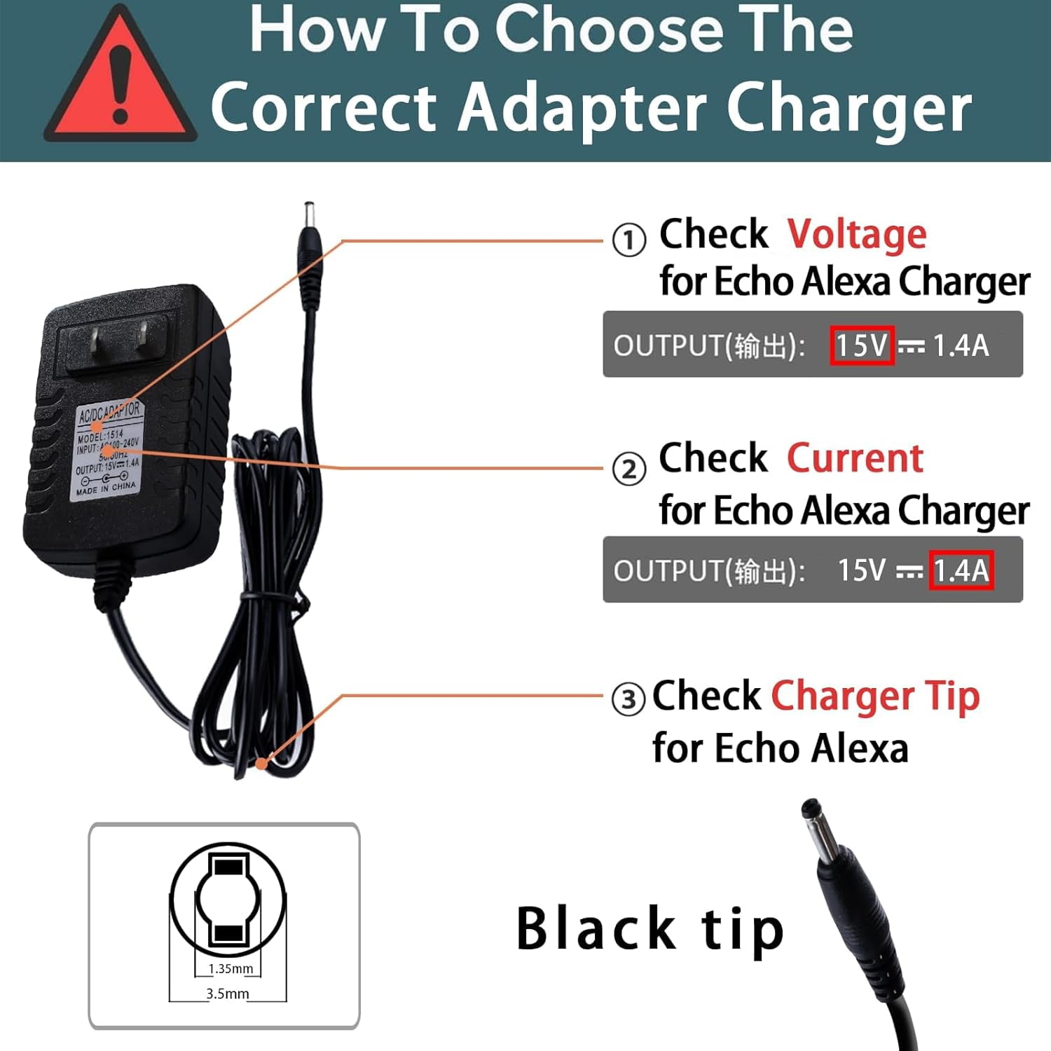 LINYAN-21W Power Adapter Replacement Echo Charger DC Plug 3.5x1.35mm ...